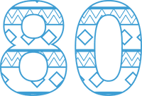 Blue 80 Number with Pattern Transparent Background Design - Download ...