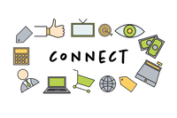 Digital Connection Illustration with Various Shapes on Transparent ...