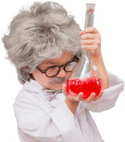 Creative Boy Scientist with Red Beaker on Transparent Background ...