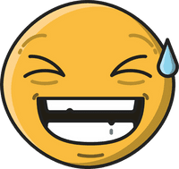 Yellow Smiling Emoticon with Sweating Tear on Transparent Background ...
