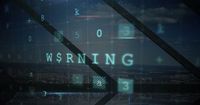 Cyber Warning Over City Background Symbolizing Security Threat ...