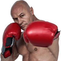 Bald Boxer in Fighting Stance with Red Gloves Transparent Background ...