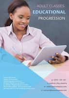 Adult Education Advertising Design with Woman Using Tablet - Download ...