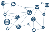 Innovative Icons Displayed on Transparent Background with Connecting ...