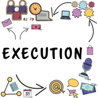 Colorful Execution Icons for Business and Communication on Transparent ...