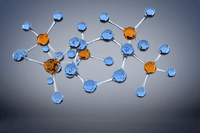 Transparent Chemical Structure of Blue and Red Molecules Vector Graphic ...