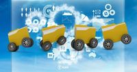 Concept of Digital Data Delivery Service with Folder Icons on Wheels ...