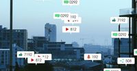 Social Media Icons Overlaying Urban Smart City Landscape - Download ...