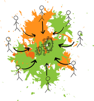 Transparent Illustration of Stick Figures and Gears for Team ...