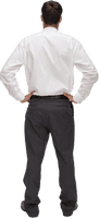 Transparent full body rear view of businessman in formal outfit posing ...